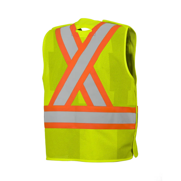 Hi-Vis 5 Pt. Tear-Away Mesh Traffic Vest, 4 Pockets by Ground Force ...