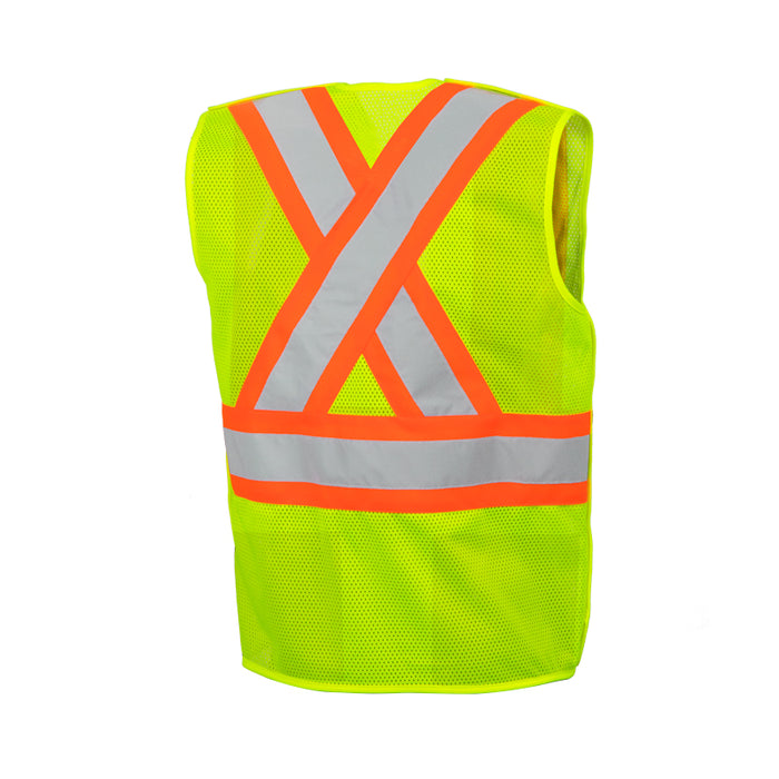 Hi-Vis 5 Pt. Tear-Away Mesh Traffic Vest by Ground Force - Style TV5 ...