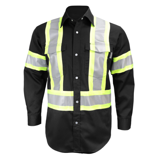 Long Sleeve Work Shirt w/Snaps & Hi Vis Striping by GATTS Workwear - S ...